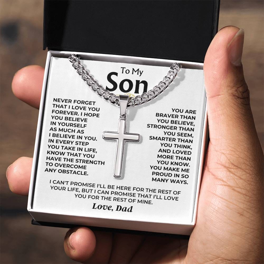 To My Son - Love Dad - Artisan Cross on Cuban Link Chain - Gift Set ...