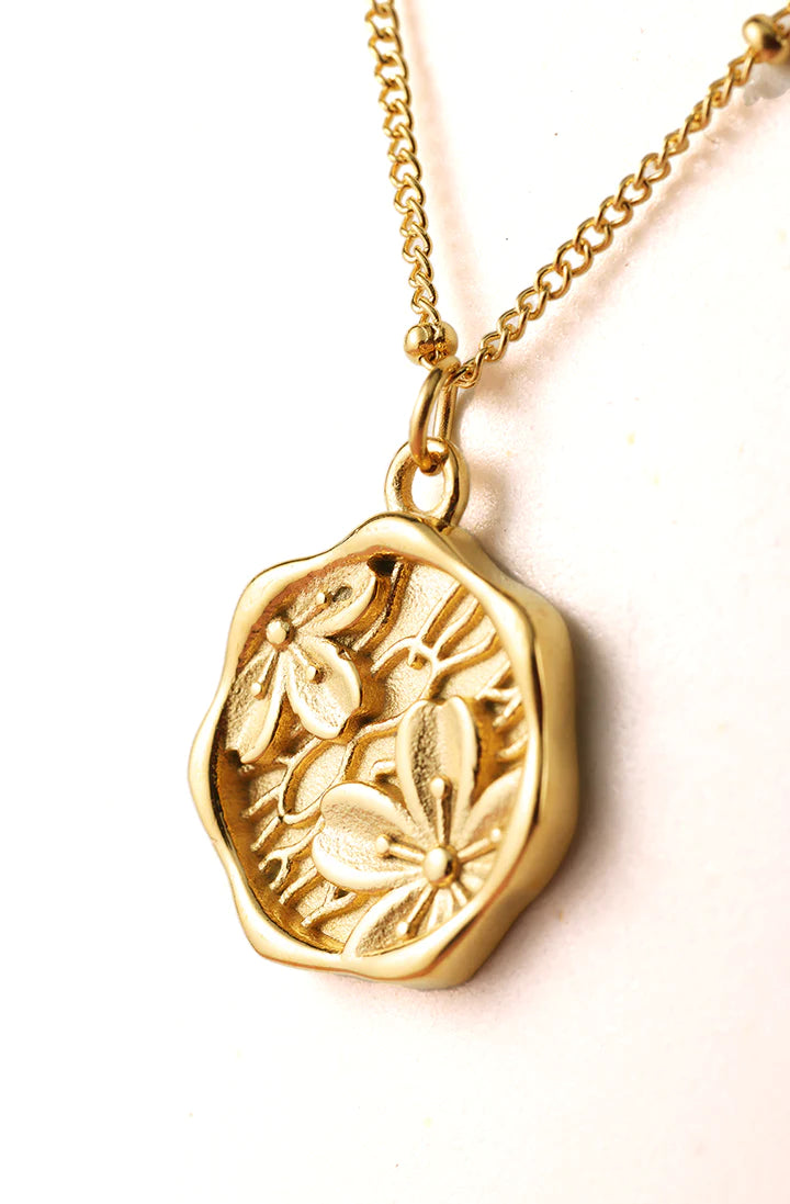 Cherry Blossoms Flower Coin Necklace – A Symbol of Beauty and Renewal ...