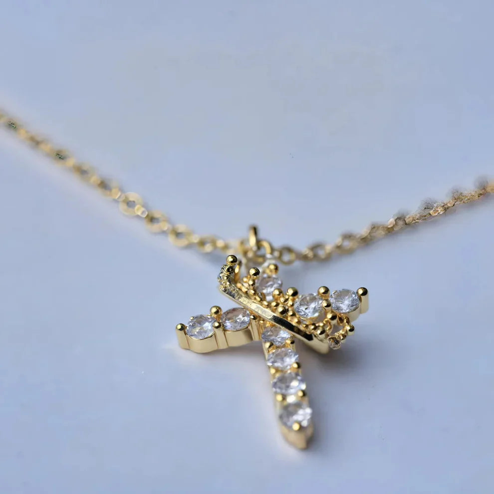Cross With Crown Necklace – Wear Your Faith with Elegance – Heart Melting