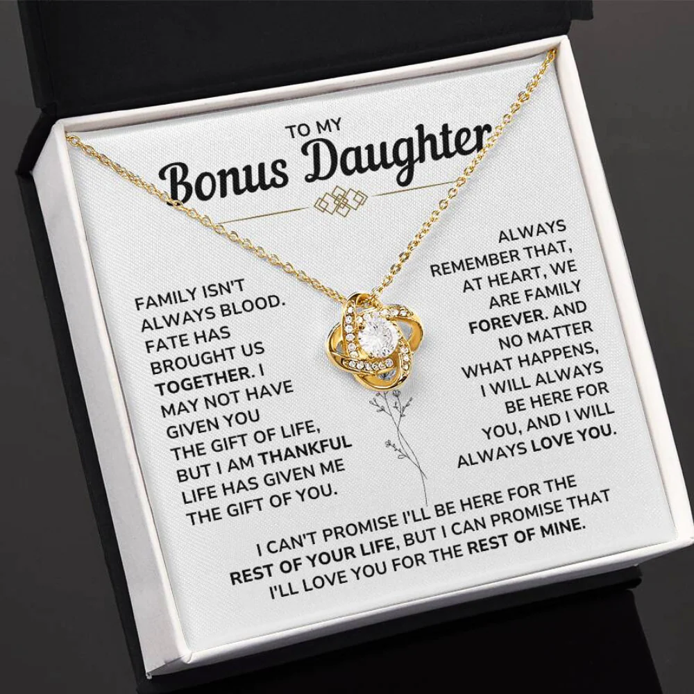To My Bonus Daughter - We Are Family Forever - Love Knot Necklace Gift ...