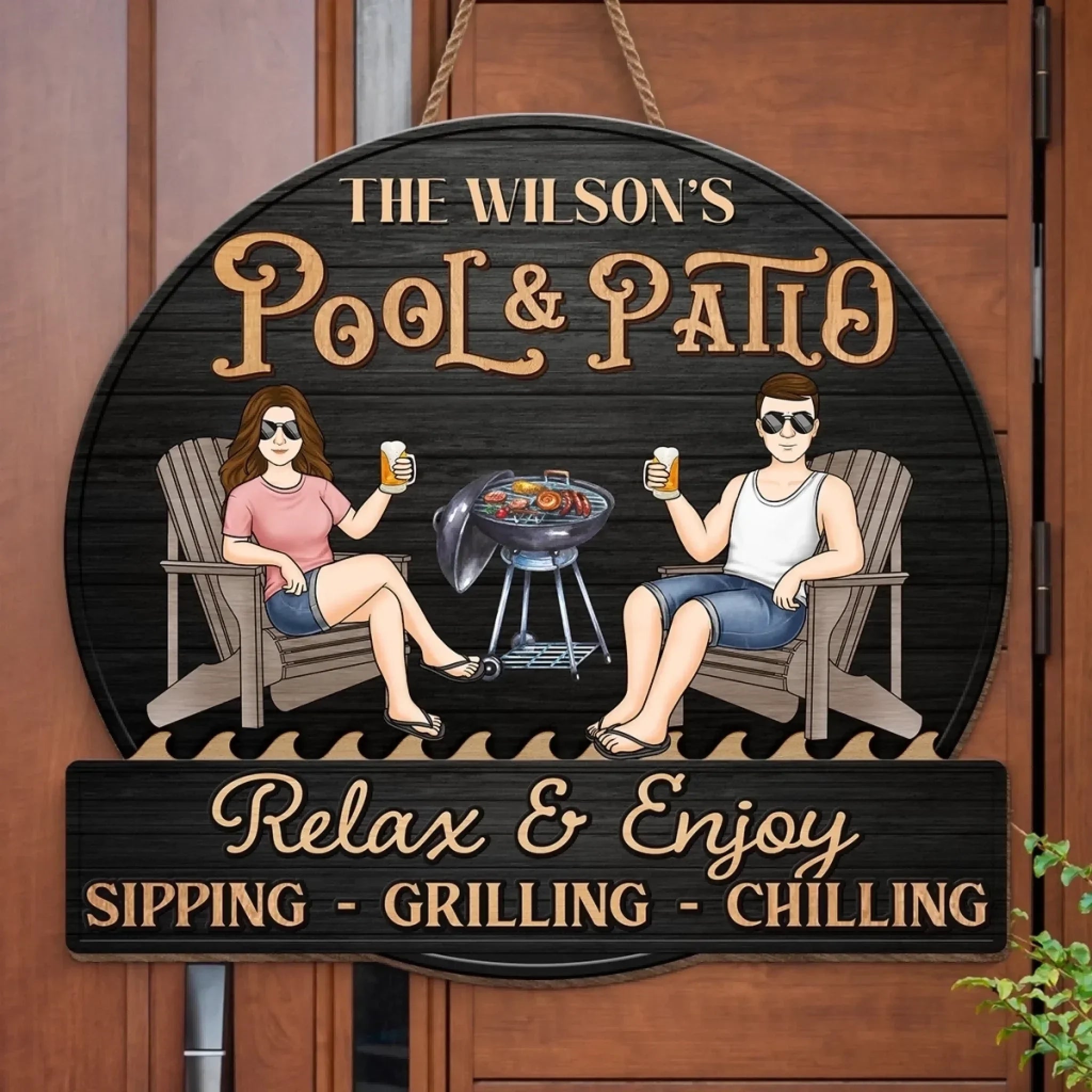Just A Couple, Pool & Patio Sipping Chilling - Couple Personalized Cus ...