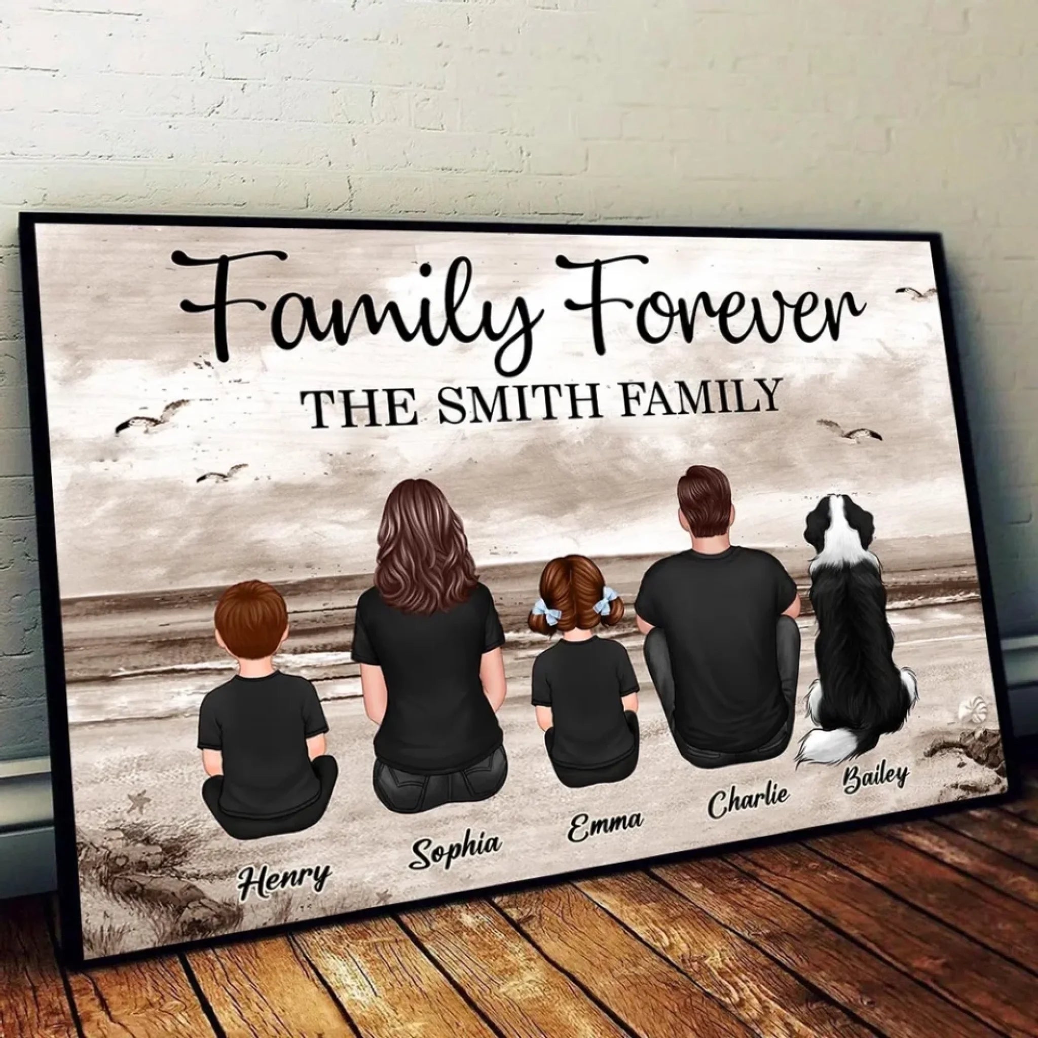 Custom Family Retro Vintage Beach Landscape Poster, Gift For Wife, Hus ...
