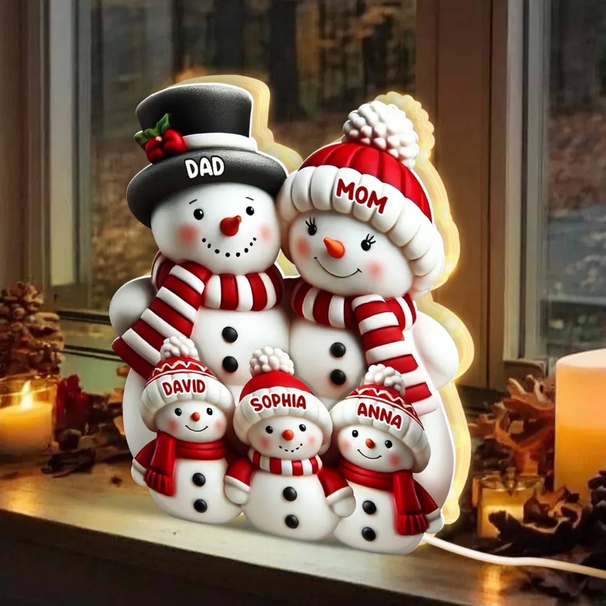 3D Effect Cute Snowman - Personalized Light Box - Christmas Decor For ...