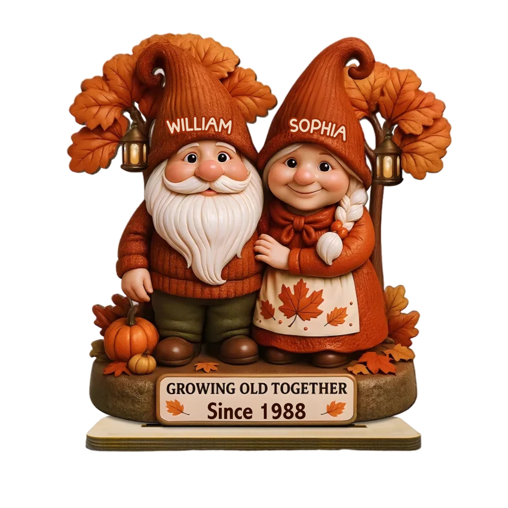 Fall Season Dwarf Couple Growing Old Together Personalized Standing Wo ...