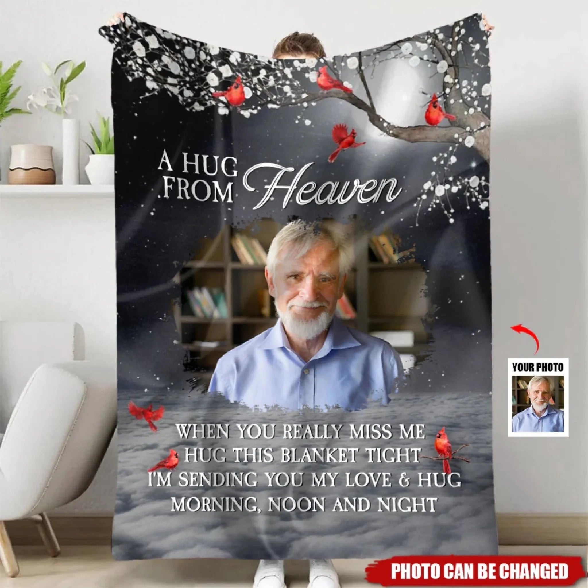 A Hug From Heaven - Personalized Memory Photo Blanket – Heart Melting