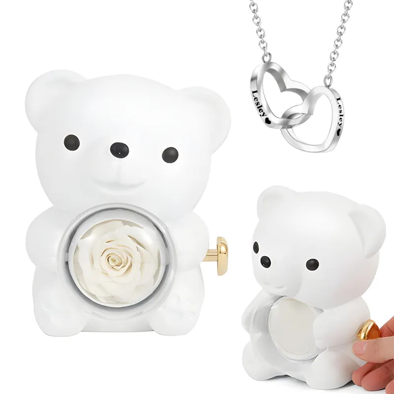 Personalized Bear Jewelry Box With Necklace Romantic Gift For Wife ...