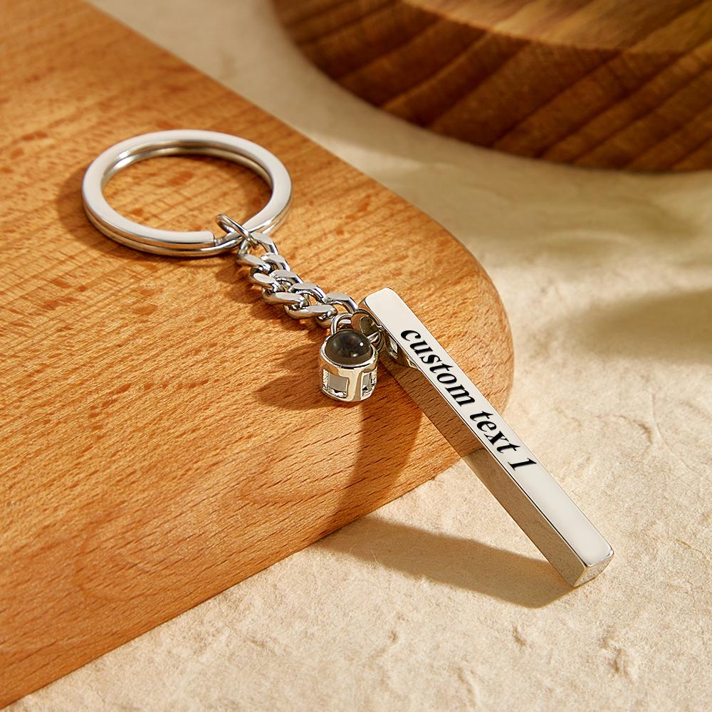 Personalized Photo Projection Keychain – Engraved Vertical Cube of Mem ...