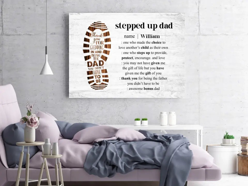 Stepped Up Dad Definition - Personalized Wrapped Canvas - Gift For Fat ...
