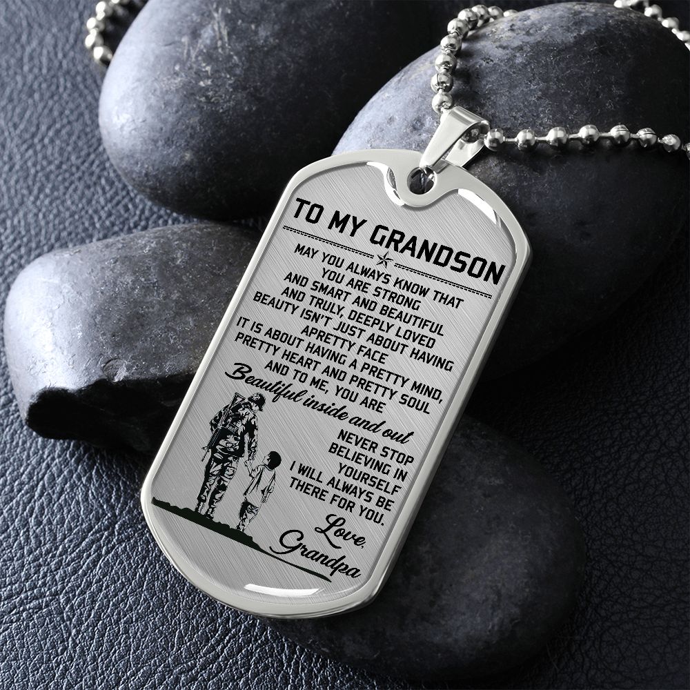 Grandpa To Grandson | Beautiful Inside And Out | Dog Tag Necklace | Ch ...