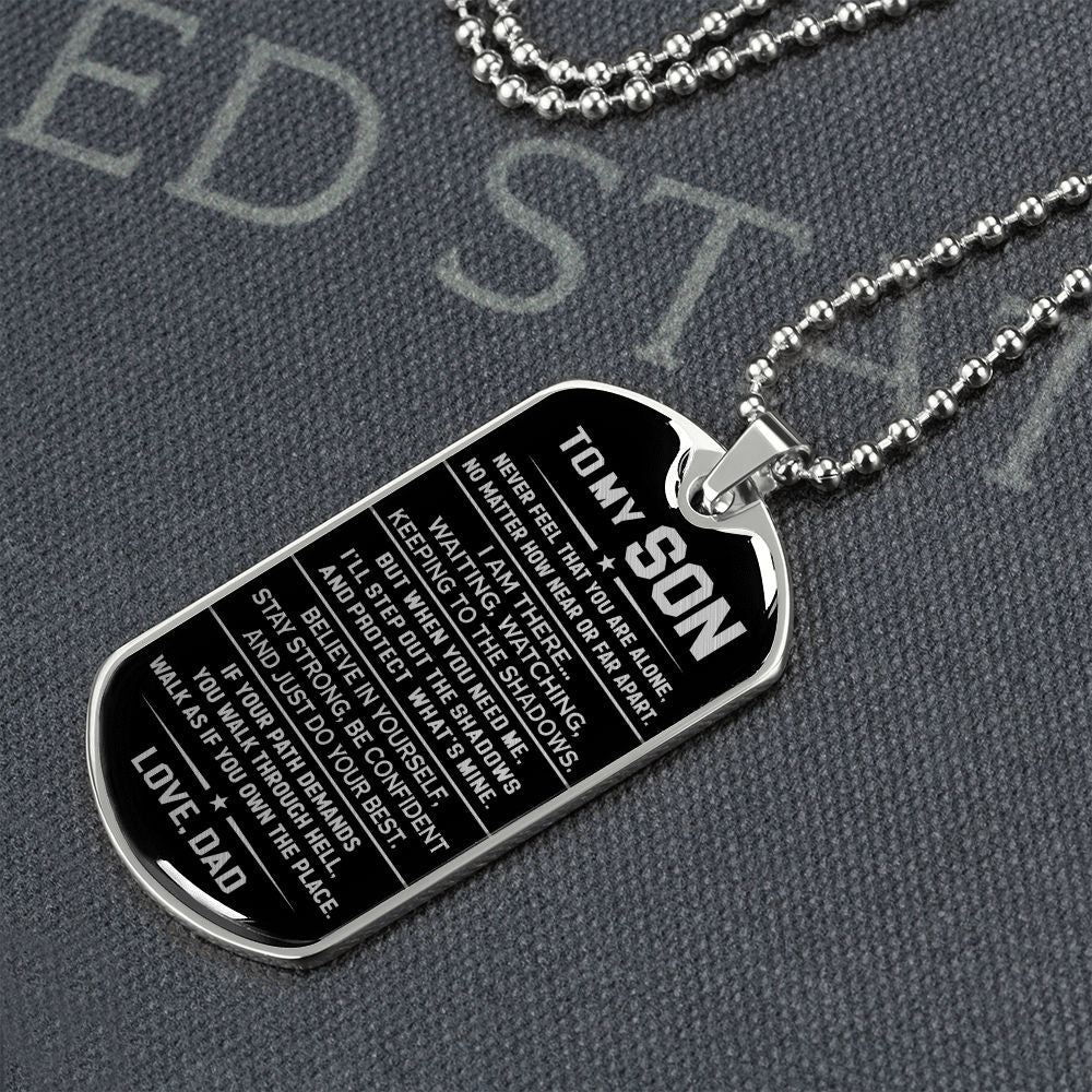 To My Son Dog Tag Necklace, Believe In Yourself, Gift For Son From Dad ...