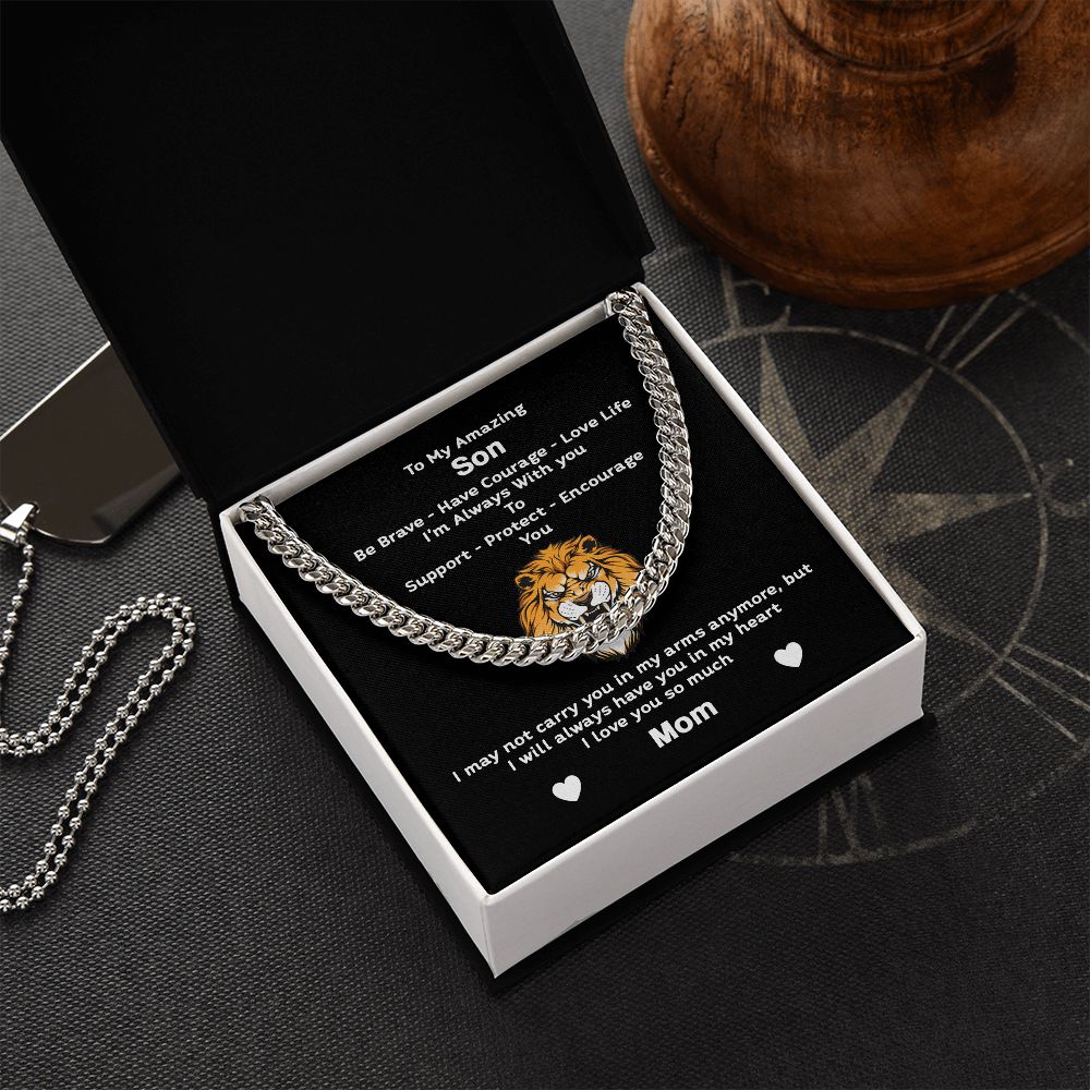 To My Son From Mom I Be Brave Have Love Life I Cuban Link Chain Neckla ...